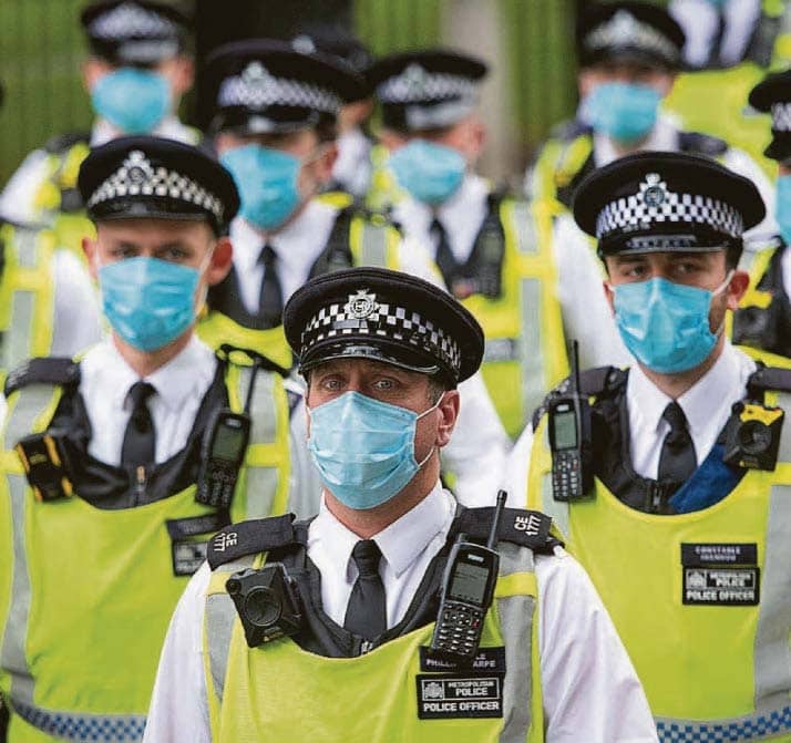 The thin blue mask... police face protests
